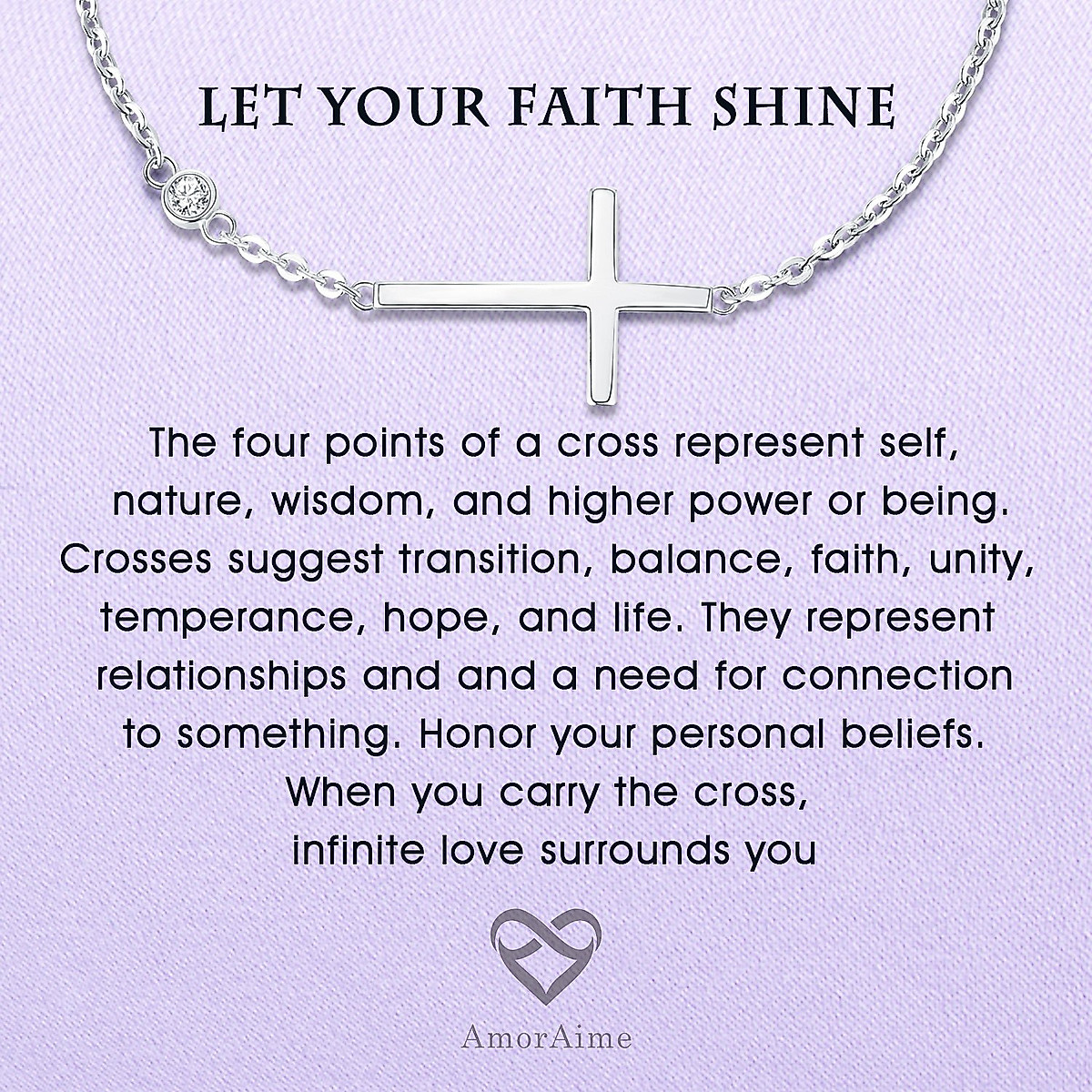 AmorAime 925 Sterling Silver Cross Bracelet for Women Faith Bracelet Religious Christian Believe Faith Bracelet for Festival, Vacation or Holiday