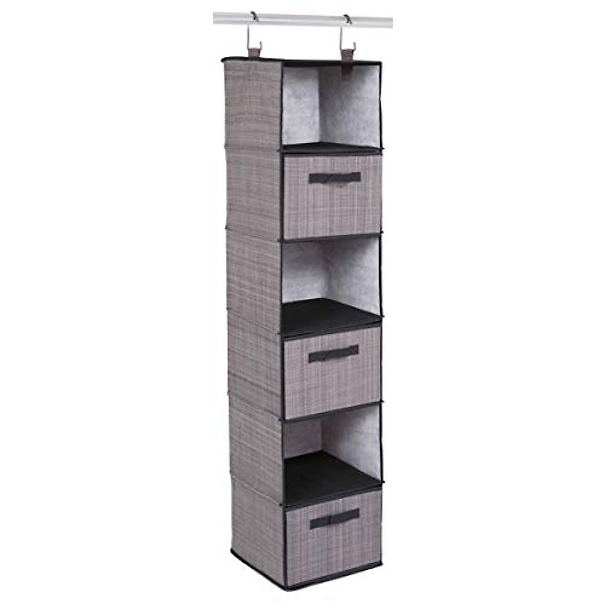 Internet's Best Hanging Closet Organizer with Drawers - 6 Shelf - 3 Drawers - Clothing Sweaters Shoes Accessories Storage - College Dorm Essential - Grey