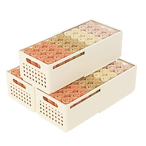 Yawinhe Retractable Plastic Storage Bins with Handles, Expandable Stackable Storage Baskets, 3pack Organization and Storage Containers Organizers for Closet Pantry Cabinet, 11-18.5x7.9x5.9in