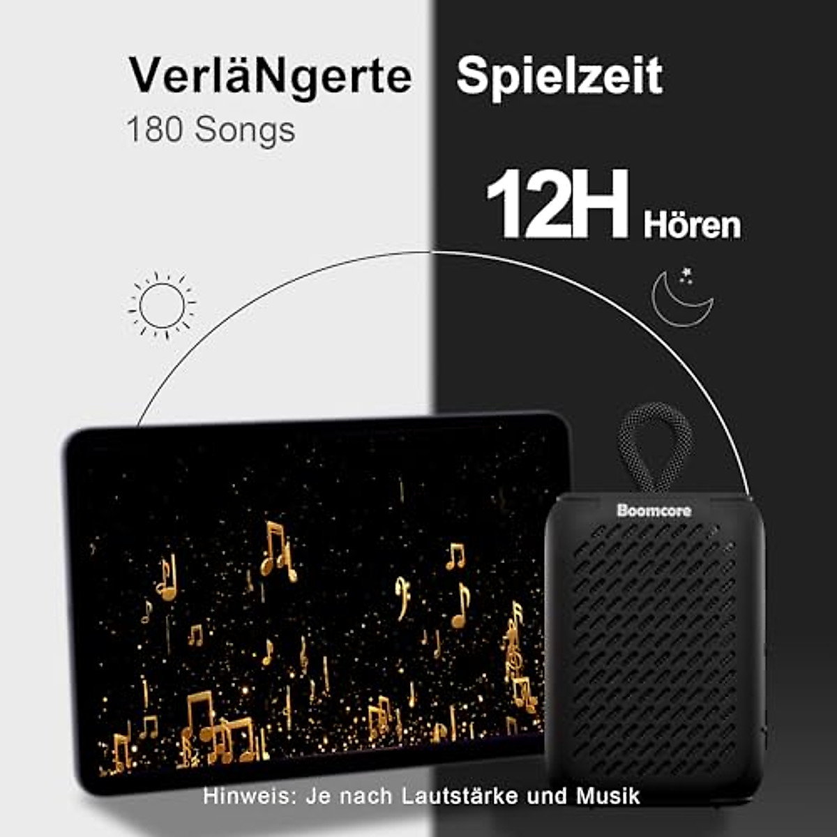 Boomcore Ultra Portable Bluetooth Speaker with Clip, 12H Playtime, Compact Small Speaker with Big Sound, Punchy Bass, Wireless IPX7 Waterproof Speaker for Beach, Pool, Boat, Biking - Black