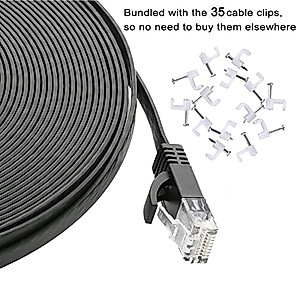 Cat 6 Ethernet Cable 100 ft, Outdoor&Indoor, 10Gbps Support Cat8 Cat7 Network, long Flat Internet LAN Patch Cord, Cat6 Solid Fast Speed weatherproof Cable for Router, Modem, PS4/5, Xbox, Gaming, Black