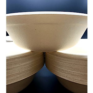 I am earth [50 PACK 32OZ LARGE HEAVY DUTY Compostable Eco-friendly Plant Fibers round Biodegradable Bowls, Bamboo sugarcane Fiber Bowls take away food containers Microwave & Freezer Safe