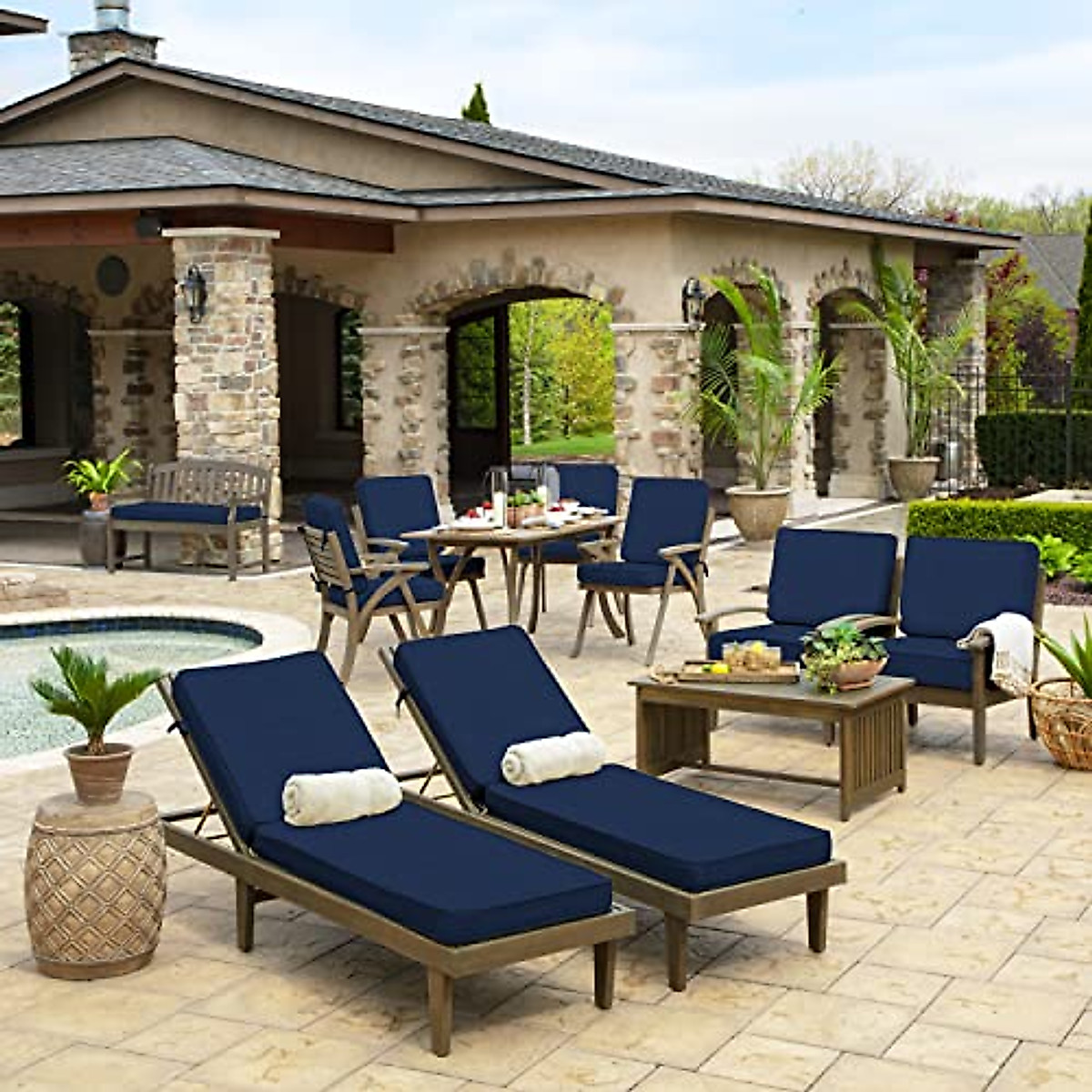 Arden Selections ProFoam Essentials Outdoor Bench Cushion 18 x 46, Sapphire Blue Leala