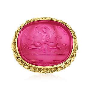 Ross-Simons Italian Pink Venetian Glass Ring in 18kt Gold Over Sterling. Size 8