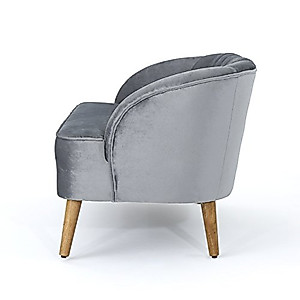 Christopher Knight Home Amaia Modern Velvet Sofa, Pewter / Walnut