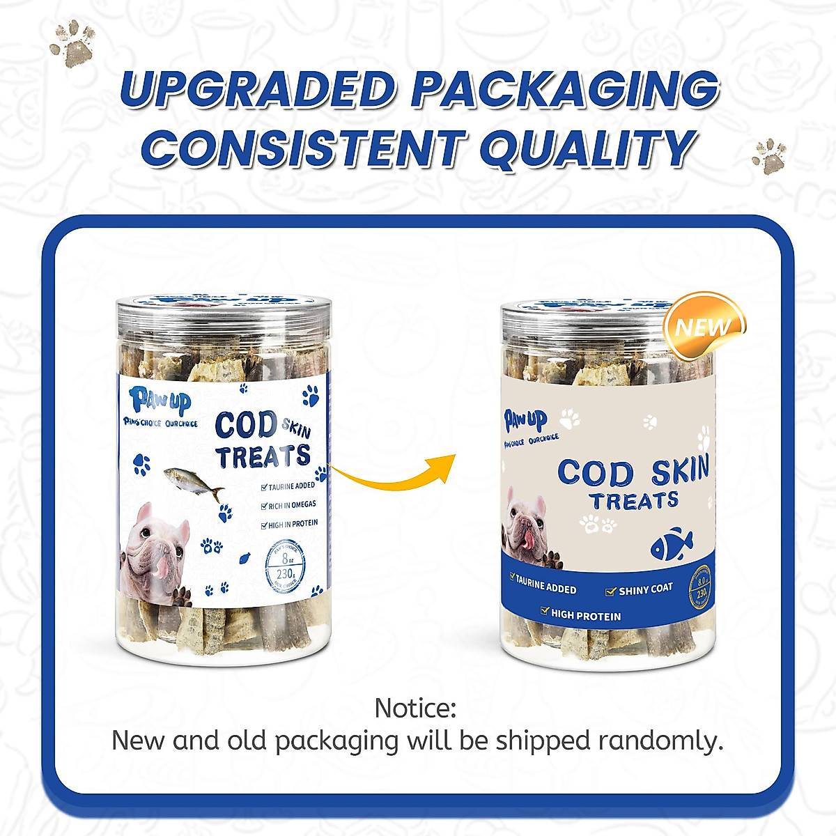 PAWUP Dog Treats, Cod Skins Dog Treat with Taurine, One-Ingredient Grain-Free Chew Fish Skin Rolls Rich in Omega3, 8 oz