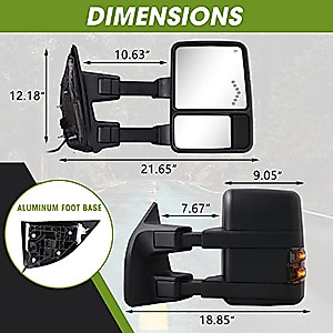 SIZIOM Towing Mirrors for 1999-2016 F250 F350 F450 F550 Super Duty, Turn Signal Light Arrow Light (Smoke Lens)