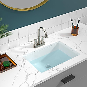 Undermount Bathroom Sink - Sarlai 21 x 14 inch Rectangular Vessel Sink Undermount Modern White Ceramic Rectangle Sink, Vanity Sink Art Basin with Overflow, Interior Bowl Size 18.3"x12.5"x6"