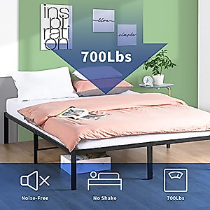 Olee Sleep 14 Inch Tall T-2000 Steel Slat, Non-Slip Center Support, No Box Spring Needed, Easy Assembly, Twin XL Size Bed Frame, Black