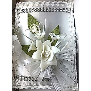 OOKi- Flower Cross Baptism Candle Set Kit for Christenings with Shell - Spanish (White)