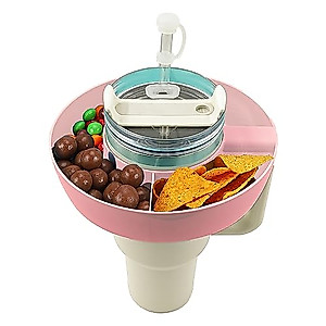 Snack Ring for Stanley Cup 40 oz with Handle, Snack Container for Stanley Tumbler 40 oz, 4 Compartment Reusable Snack Platters for Stanley Quencher Adventure