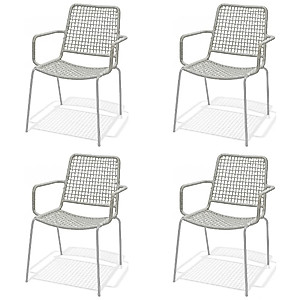 Brampton Le Mans Outdoor Set of 4 | Stacking Chairs | Perfect for Patio, Grey