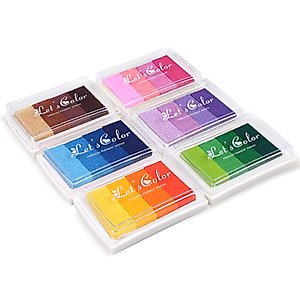 XoreArt Craft Rainbow Finger Ink Pads, Set of 6 DIY Multicolor Craft Stamp Pads for Kids Washable 24 Colors