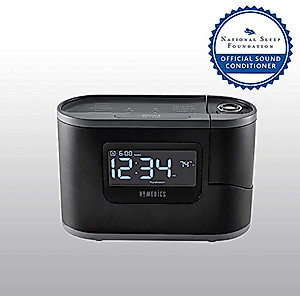 Homedics SoundSleep Recharged Alarm Clock & White Noise Sound Machine, 6-in-1 Projection Alarm Clock and Sleep Sound Machine, 8 Nature Sounds and Indoor Temperature Sensor, Auto-Off Timer