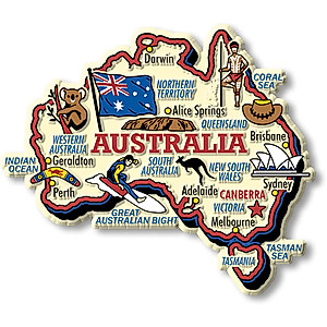 Australia Jumbo Country Map Magnet by Classic Magnets, Collectible Souvenirs Made in The USA