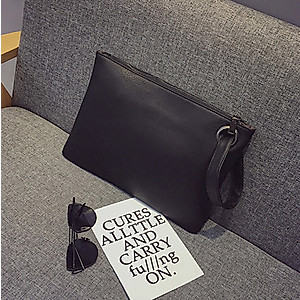 Hycurey Oversized Clutch Bag Purse and Handbag Womens Large PU Leather Evening Wristlet Handbags Black