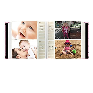 Pioneer Photo Albums Pioneer 2 Dot Fabric Frame Photo Album 200 Pockets Brown, Baby Pink