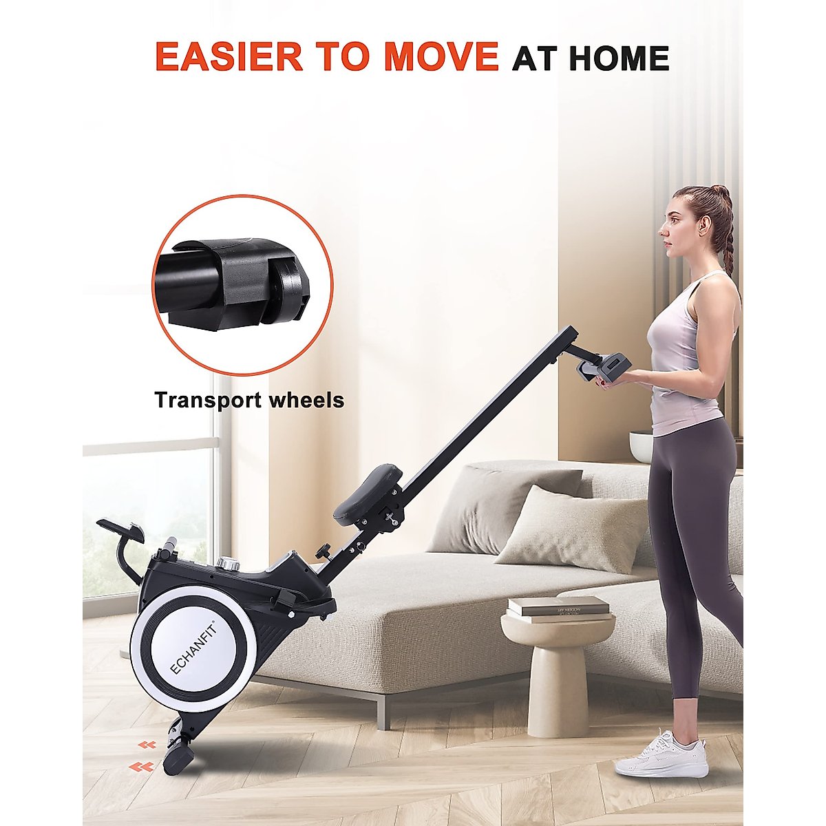 ECHANFIT Magnetic Rowing Machine for Home use，Foldable Rower Whit 350 LB Weight Capacity 16 Levels，Rower Machine Whit Adjustable Resistance LCD Monitor and Tablet Holder
