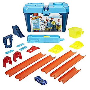 Hot Wheels Track Builder Unlimited Stunt Crash Box Play Set with 18 Building Components in Storage Box with Lid & One 1:64 Scale Hot Wheels Car, Awesome Gift for Kids 6 to 12 Years Old
