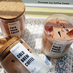 Poranlem Iced Coffee Candle Latte Coffee with Ice Cube 15 oz 450ml Handmade Home Scented Aromatherapy Candles Gifts for Women Lovers Her Birthday Valentine Room Decor