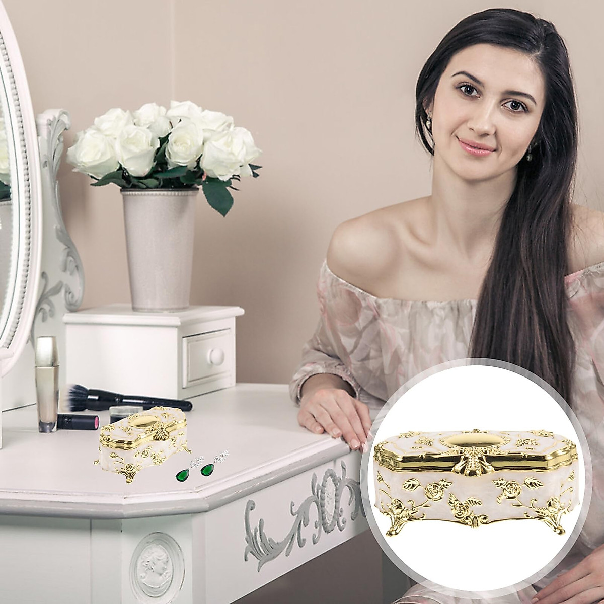 Zerodeko Box Jewelry Box Exquisite Earring Case Decorative Bracelet Case Household Earring Case Jewelry Storage Supply Jewelry Trinket Organizer Jewelry Storage Accessory Desktop Decor