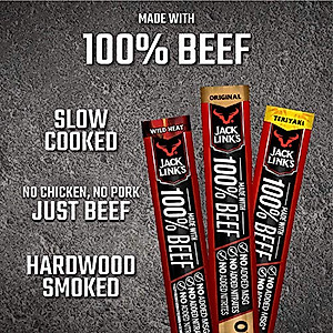 Jack Link's Beef Sticks - Includes (9) Original, (7) Teriyaki, (4) Wild Heat‚ Protein Snack, No Added MSG – 0.92 Oz. (20 Count)