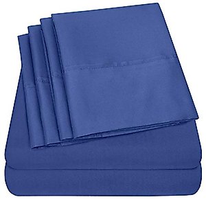 Full Size Bed Sheets - 6 Piece 1500 Supreme Collection Fine Brushed Microfiber Deep Pocket Full Sheet Set Bedding - 2 Extra Pillow Cases, Great Value, Full, Royal Blue