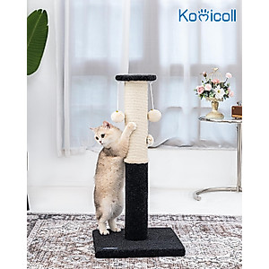 Komicoll 34-Inch Tall Cat Scratching Post for Indoor Cats, Large Carpet Scratch Post, Sisal Cat Scratcher, Sturdy and Durable Cat Post with Hanging Ball