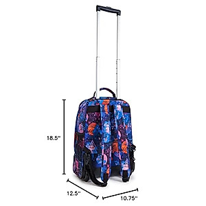 Kipling Women's Sanaa Large Rolling Backpack, Adjustable Padded Straps, Slide-Up Handle, Crinkle Nylon Backpack