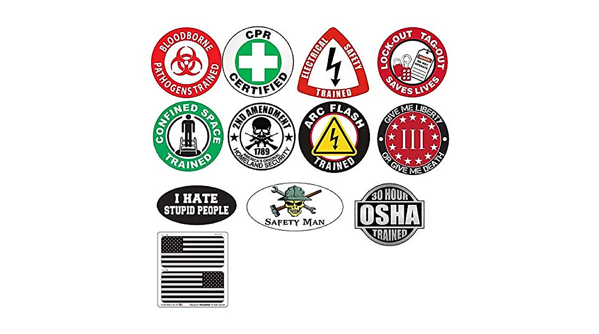 STICKERDAD Hard Hat Stickers - 12 Unique Designs