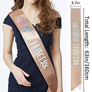 Birthday Princess Crown & Birthday Sash, Birthday Girl Crown Birthday Tiara for Women Birthday Decorations Birthday Crown and Sash for Girls Princess Birthday Gifts