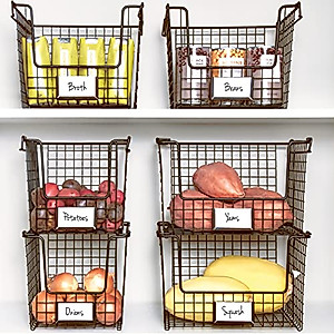 iDesign Classico Storage Basket with Handles for Pantry, Kitchen, Bathroom, Countertop, and Desk Organization, 12" x 10" x 7.75", Stackable-Large