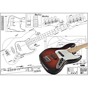 Plan of Fender Jazz Bass 4 String - Full Scale Print