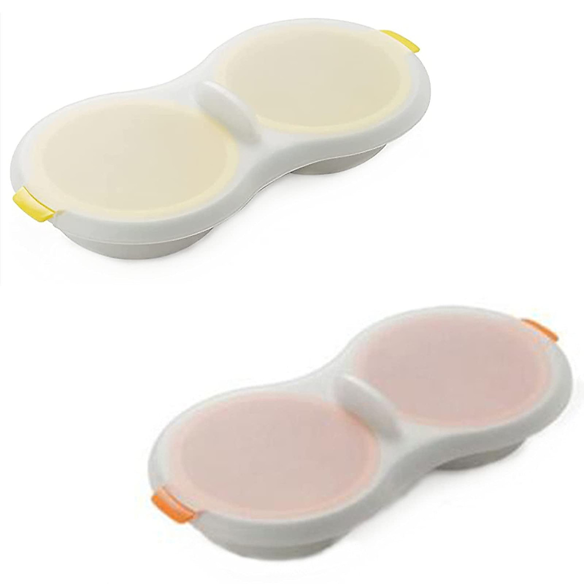 2 Pieces of Microwave Oven Double Cup Egg Cooker, Kitchen Cooking Food Grade Boiled Poached Egg Drain Gadget