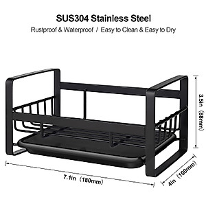 ARTLEO Sink Caddy Sponge Scrub Holder, Soap Caddy for Kitchen Sink, Countertop, Kitchen Organizer for Cleaning Tool, Soap Dispenser, Come with Removable Drain Tray (Silver)