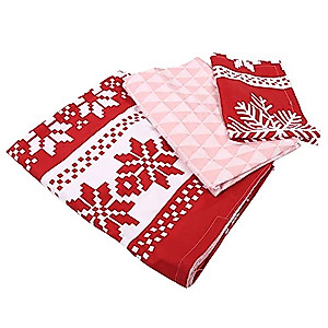 Orenic Classical Snowflake Printed Bedding Set, Soft Comfortable Duvet Cover Bed Sheet, Red and Classical Festival Pillowcase Kit for Bed Perfect for Christmas, Summer & Year-Round Comfort