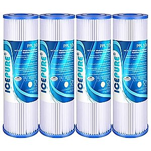 10" x 2.5" Pleated Sediment Water Filter Cartridge Replacement Any 10 inch RO Unit, Compatible with R50, Dupont WFPFC3002, Whirlpool WHKF-WHPL, GE FXWPC, Hydronix SPC-25-1050, Watts FM-50-975 4PACK