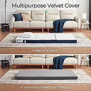 LINSY LIVING Folding Mattress, 4 Inch Trifold Mattress with Washable Tencel Cover, Single Memory Foam Mattess, Foldable, Portable, Easy Storage Sofa Bed, Single Size, 74" * 25"