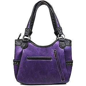 Justin West Tribal Dream Catcher Feather Embroidered CCW Concealed Carry Handbag (Purple Tote Only)