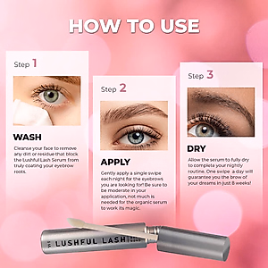 Lushful Lash Advanced Eyebrow Conditioner Growth Serum for Thicker, Longer, Healthier and Fuller Eyebrow, Clinic Developed Formula, Enhancer and Lengthener - Friendly to Skin and Cruelty Free (5 ML)