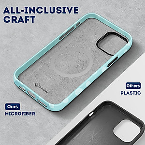 kingflag Vegan Leather Magnetic Case for iPhone 15 Pro Max Wireless Charging, Metal Buttons, Shockproof Protective Phone Case Cover for Women Men 6.7" (Teal with White Dots)