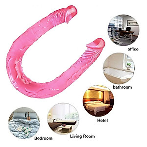 Double Headed Offer Leisure Pink 18.11 inches Both Ends Silicone Strong Suction Cup for Hands-Free Realistic Classic Double-Ended Wand Obtain Maximum Enjoyment for Women - XjmFx26-18