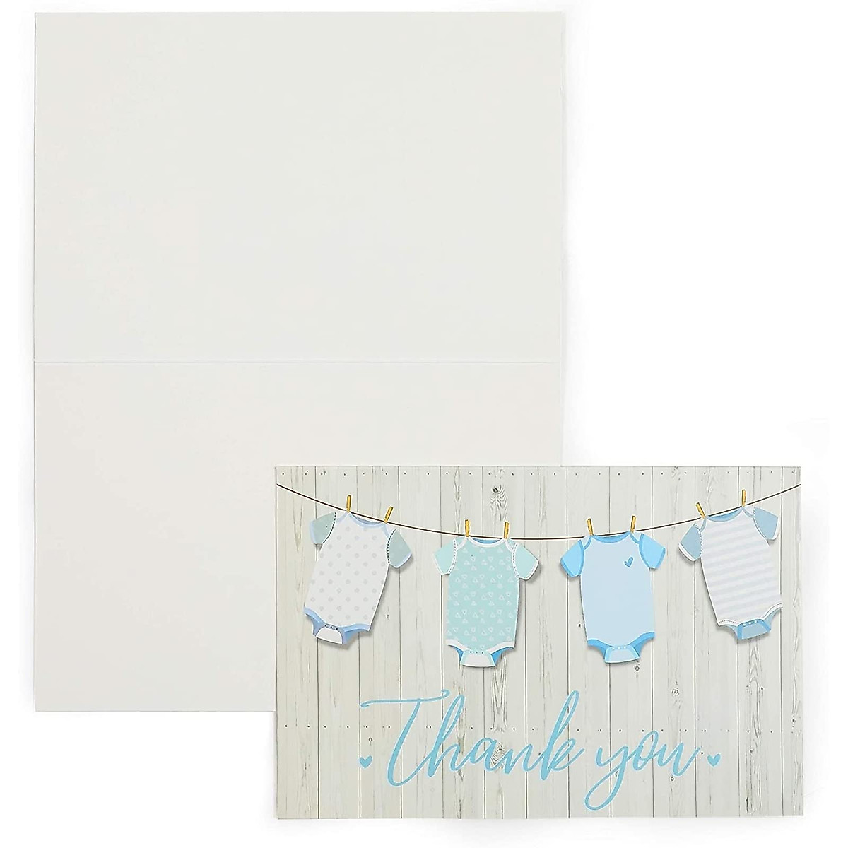 Pipilo Press 60 Pack Boy Baby Shower Thank You Cards with Blue Envelopes, Cute Stickers, Blank Inside (6 x 4 In)