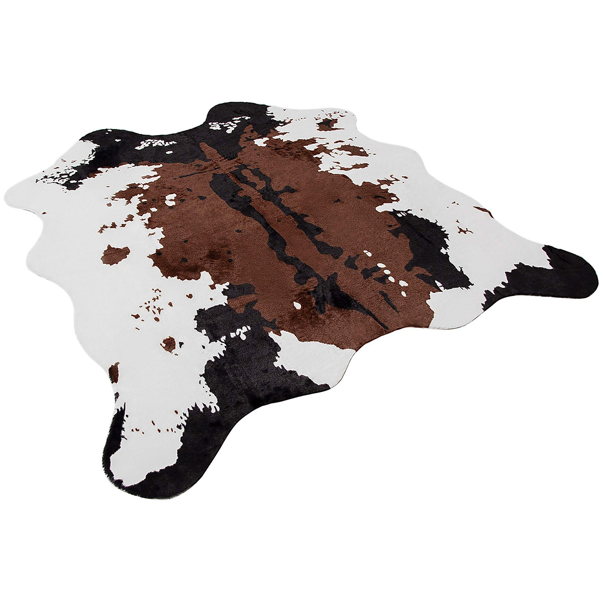NativeSkins Faux Cowhide Rug (4.6ft x 5.2ft) - Cow Print Area Rug for a Western Boho Decor - Synthetic, Cruelty-Free Animal Hide Carpet with No-Slip Backing, Cow Print Rug