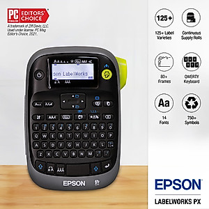 LABELWORKS Epson LW-PX300 Industrial Label Maker for Home and Office – Sticker Labels, Magnetic Tape Compatible, Only Uses 203 and 205 Shrink Tube Tapes, Portable Handheld Label Printer