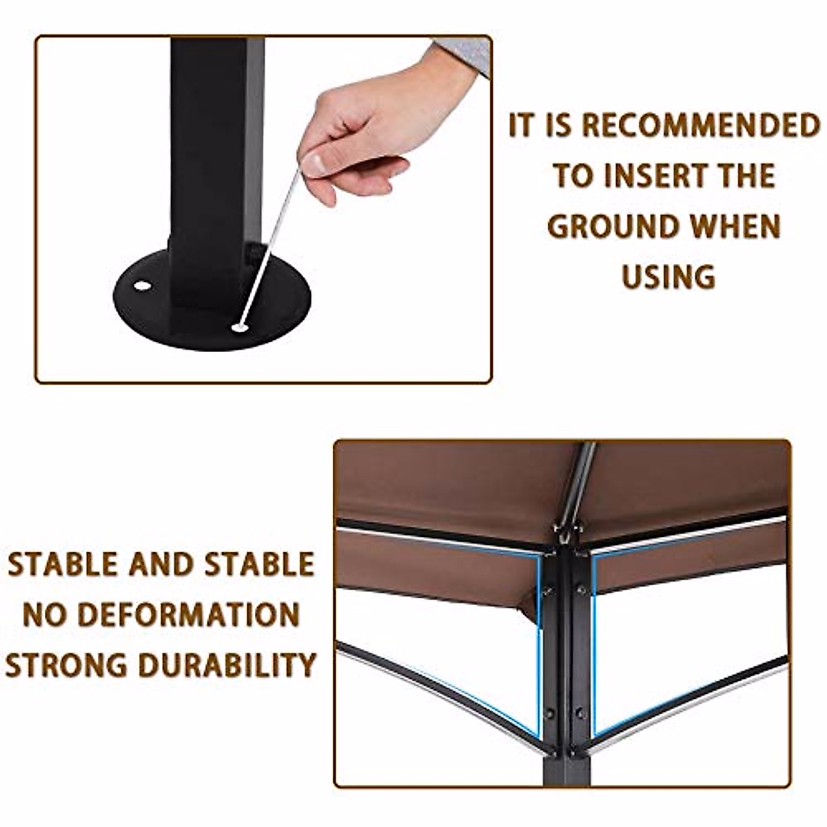 Gazebo Canopy Tent Grill Gazebo Patios Tent Outdoor Patio Shelter 8' X 5' Outdoor Heavy Duty Shelter Picnic BBQ Gazebo Double Canopy with Durable Steel Frame for Patio, Garden, Event - Brown