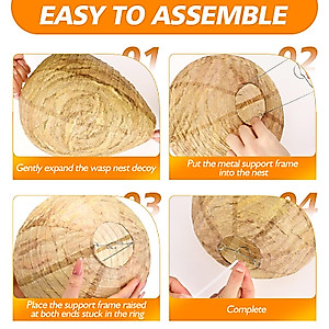 4Pack Fake Wasp Nest Decoy Outdoor Waterproof, Fake Hornet Nest Decoy Waterproof, Brown, TangBoo