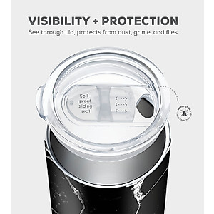 Insulated Skinny Stainless Steel Tumbler Set - 4-Pack 20oz Coffee Tumbler with Straw - Travel Coffee Mug With PBA Free Lids - Slim Vacuum Insulated Tumblers Keep Hot and Cold - Great for Home, Office.