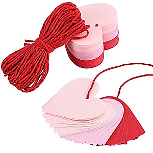 500 Pieces Heart Shape Paper Cutouts Valentine's Day Heart Tags Valentine Heart Confetti Paper with 49 Feet Jute Twine for Valentine's Day Birthday Party Wedding Christmas Decor (Red, Pink, Rose Red)