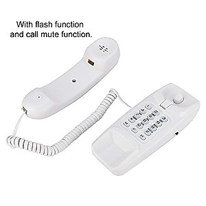 Corded Wall Phone Without Caller ID, Desktop Landline Corded Telephone for Home,Hotel,Living Room,School and Office,Powered by Telephone Line(White)